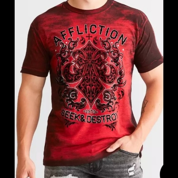 Affliction | Shirts | Affliction Mens Signify Exclusive Cherry Red ...